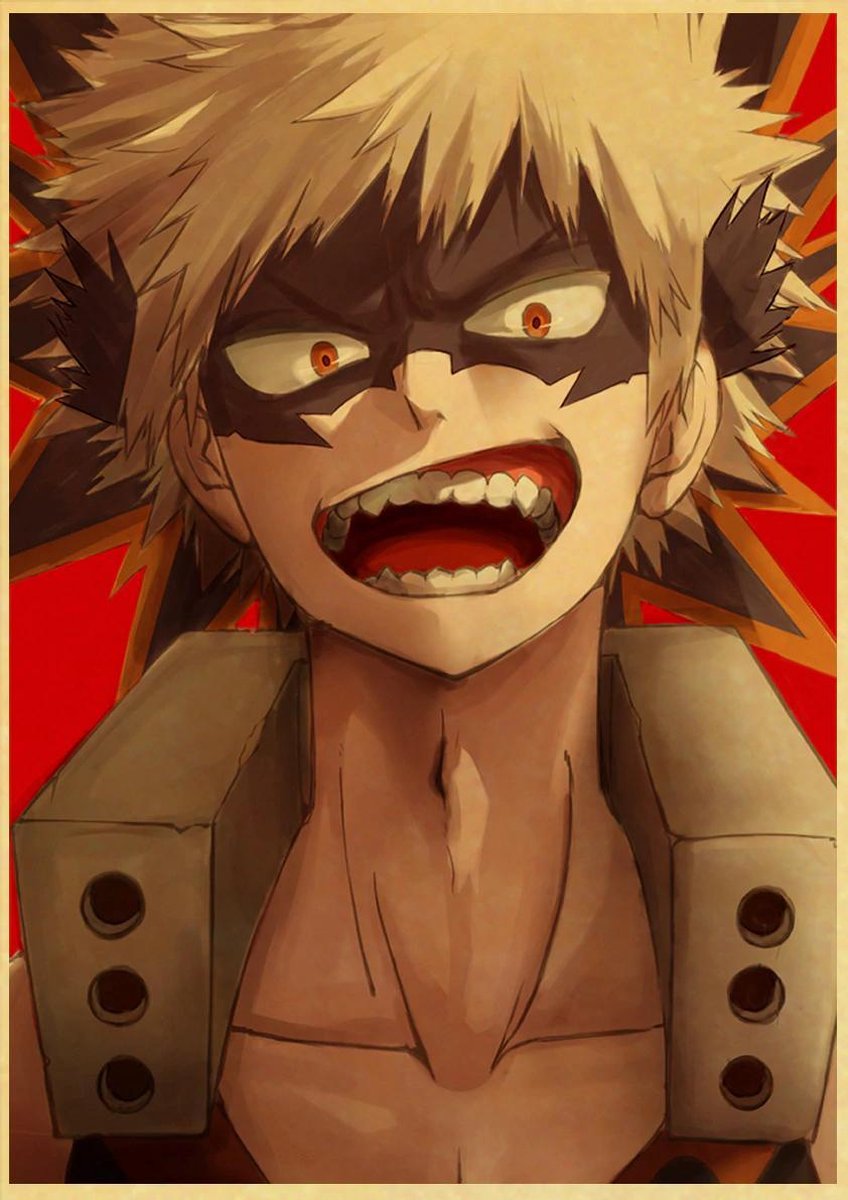 My Hero Academia Katsuki Bakugo Angry Anime Vintage Poster 42x30cm ...