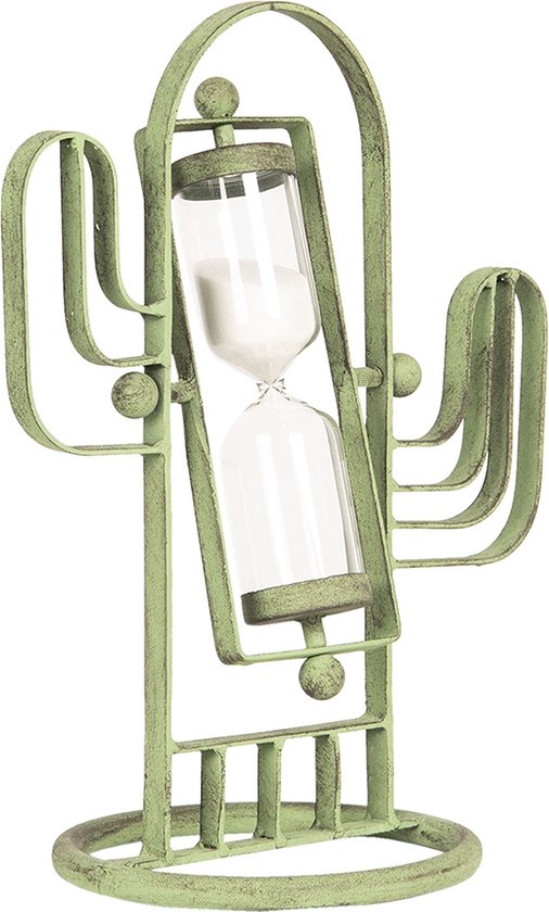 Clayre & Eef Zandloper 28 cm Groen Ijzer Cactus Kookwekker Eierwekker | bol
