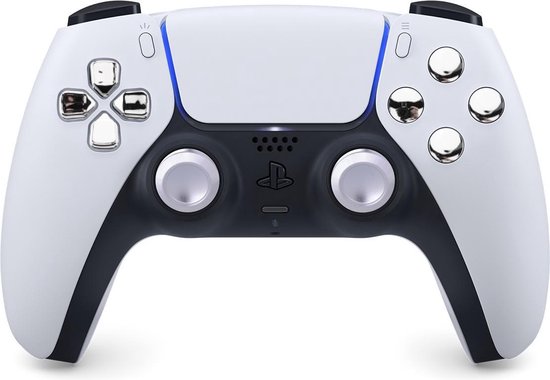 Sony PS5 DualSense Draadloze Controller - Wit / Chrome Zilver Custom ...