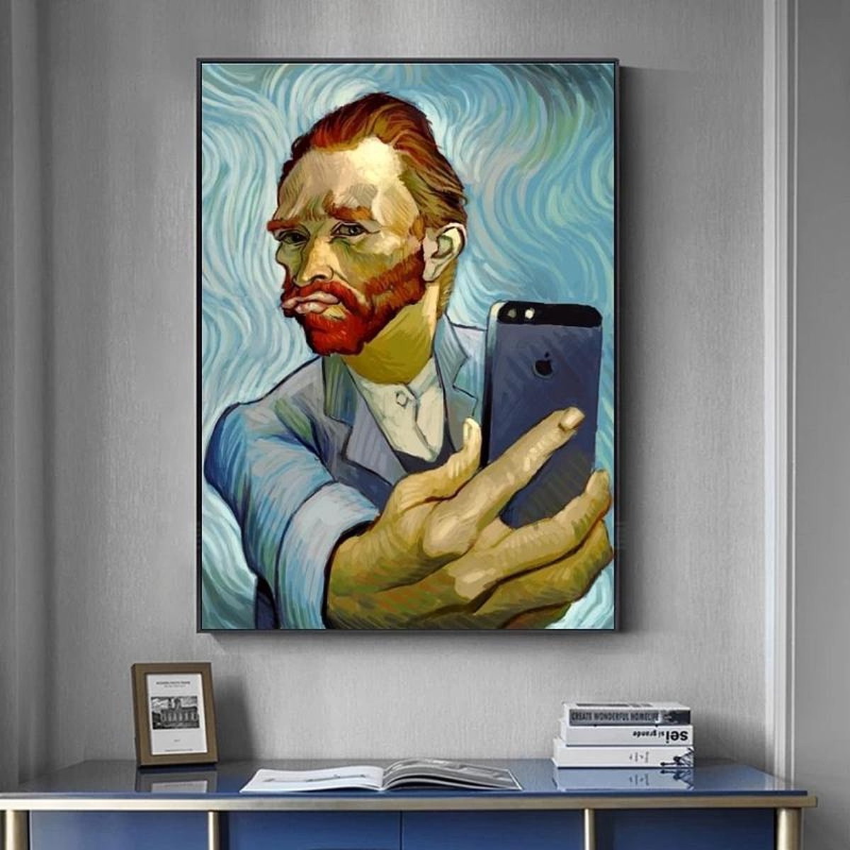Allernieuwste Canvas Schilderij Selfie Naar Vincent van Gogh - Abstract Zelfportret -... | bol