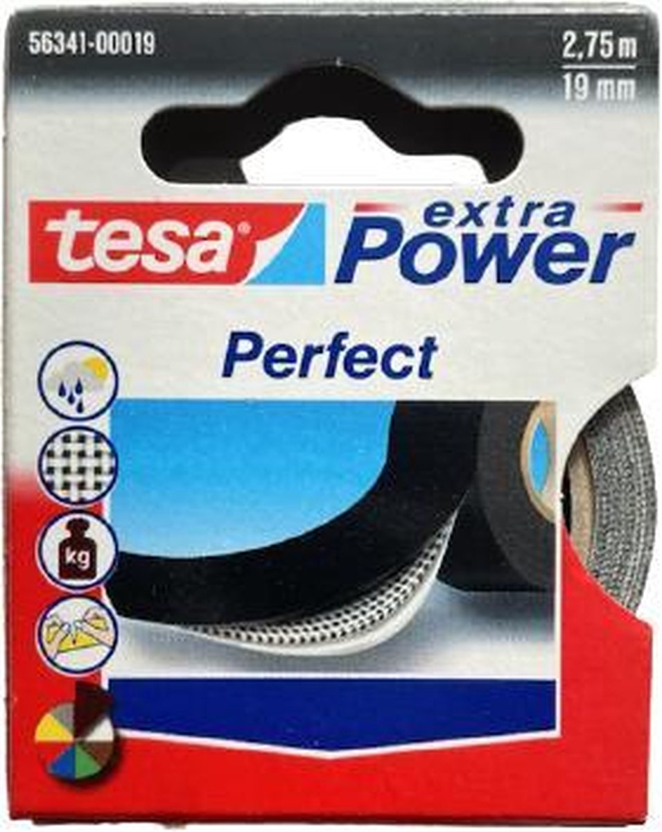 PLAKBAND TESA 56341 19MMX2 75M TEXTIEL ZWART | bol.com