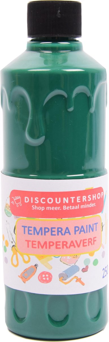Tempera verf 250 ML - 6 stuks - Blauw - Geel - Groen - Rood - Wit ...