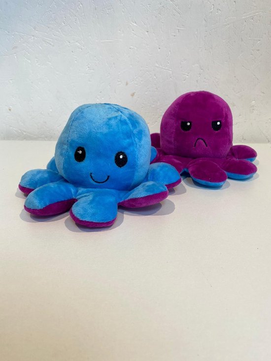 Octopus knuffel - Octopus knuffel mood - Blauw/Paars - Octopus knuffel ...