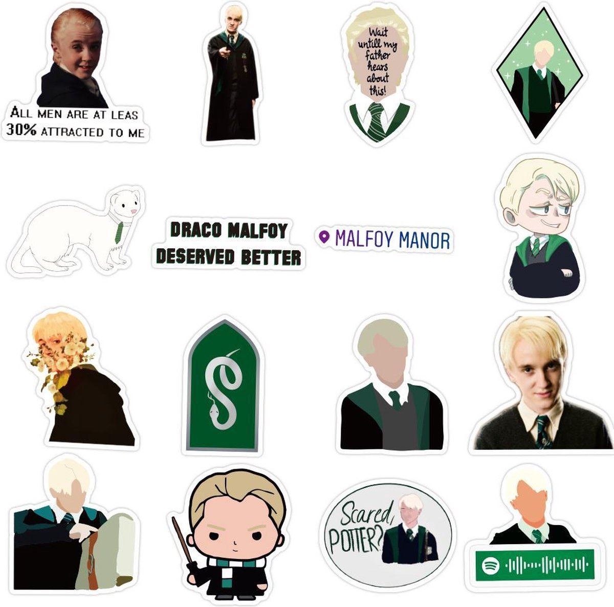 Draco Malfidus/Malfoy sticker serie - 50 HP stickers voor laptop ...