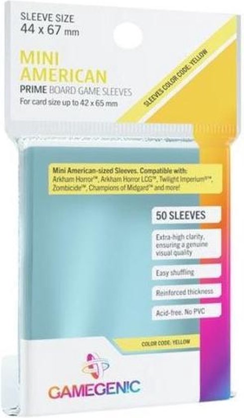 Gamegenic Mini American Card Game Prime Sleeves Clear 50 44x67mm gamegenic-mini-american-card-game-prime-sleeves-clear-50-44x67mm