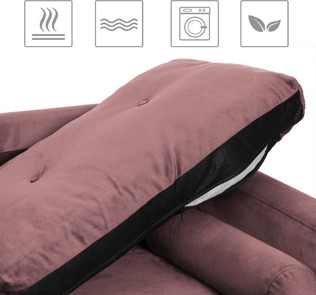 MIRA Home - Bank - 3-zits bank - Woonkamer - Fluweel - Oudroze ...