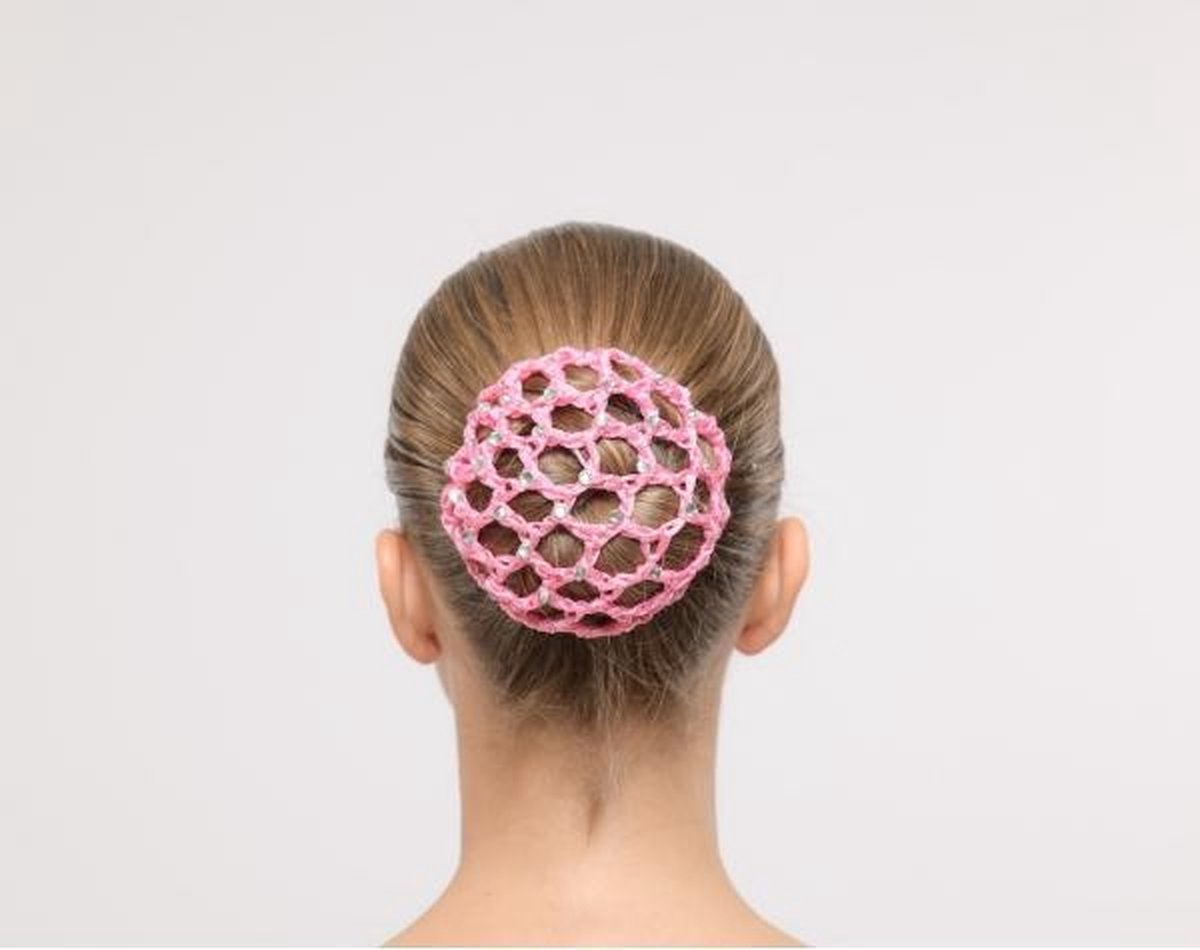 Haarnet met Steentjes - Ballet Knotten Netje - Gehaakt Haarnetje - Roze ...