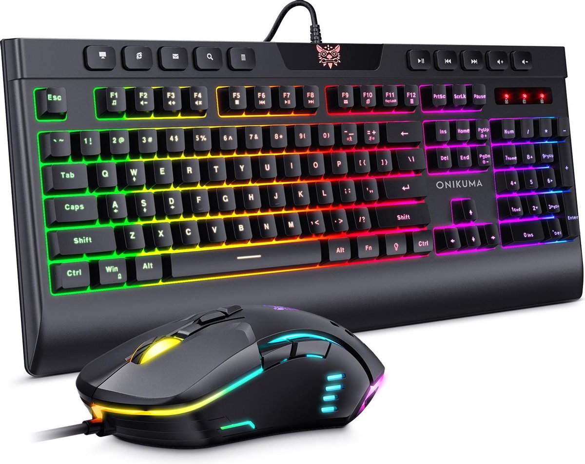 MOJO Membraan Gaming Toetsenbord en Muis - 7 LED Kleuren/Regenboog ...
