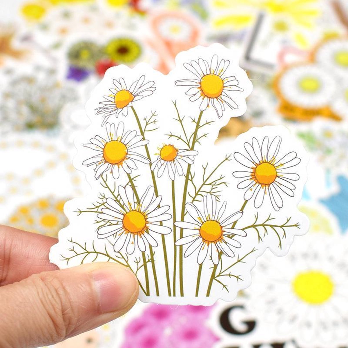 Bloemen sticker mix - 50 zomerse stickers met madeliefjes, margrieten ...