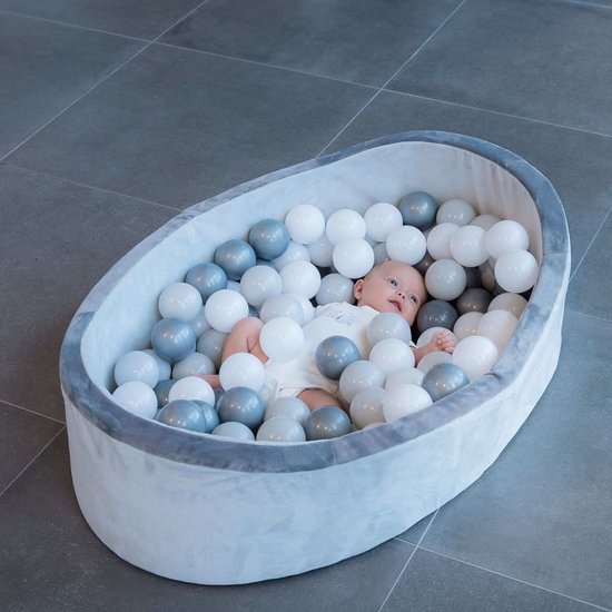 Ballenbad ballenbak met 120 ballen - velvet - grijs met wit | bol.com