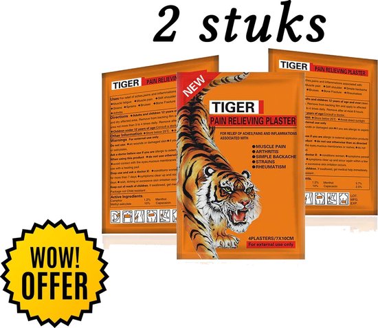 Tiger Pain Relief pijn Pleister 2 pakken| Dé Tijgerbalsem pleister 8 ...