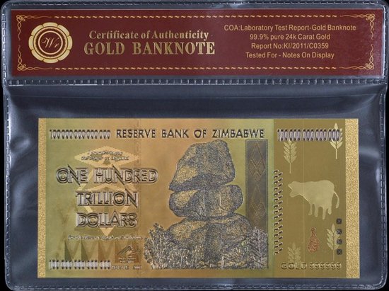 Zimbabwaans 100 triljoen dollar biljet | bol