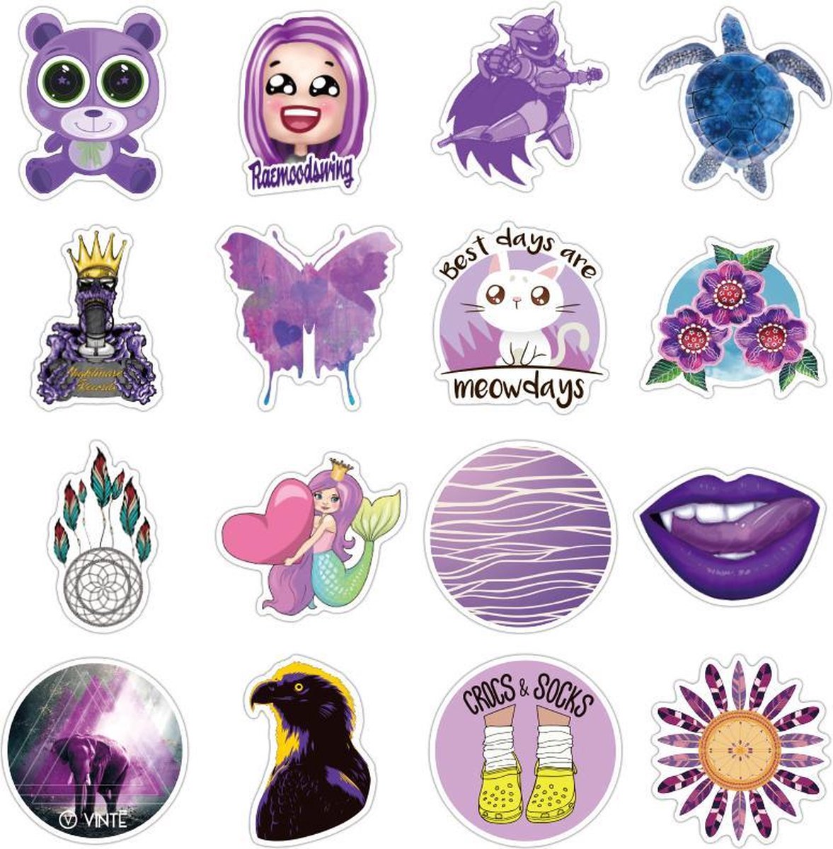 Paars | sticker set | vinyl stickers | 70 stuks | bol.com