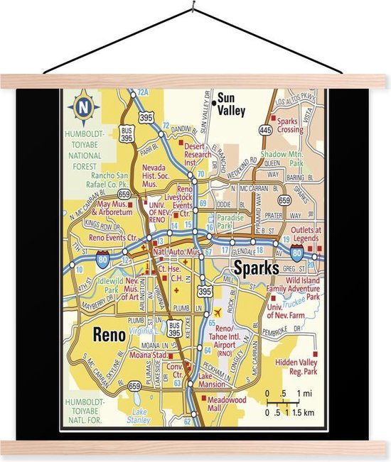 illustration d'un plan de ville de Reno au Nevada affiche scolaire ...