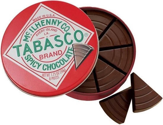 Tabasco Spicy Dark Chocolate Wedges Tin 50 gram | bol.com