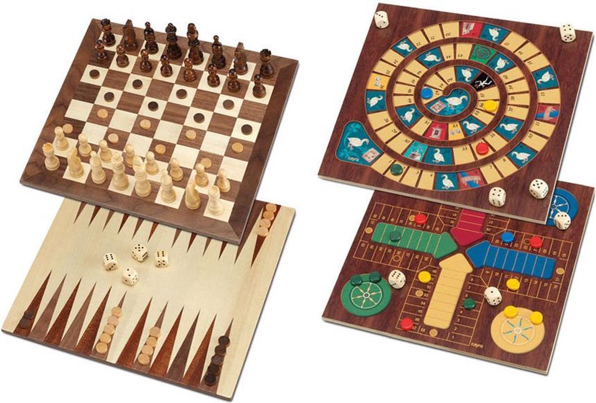 5 in 1, Schaken, Dammen, Backgammon, Paardjesspel, ganzenbord | Games | bol