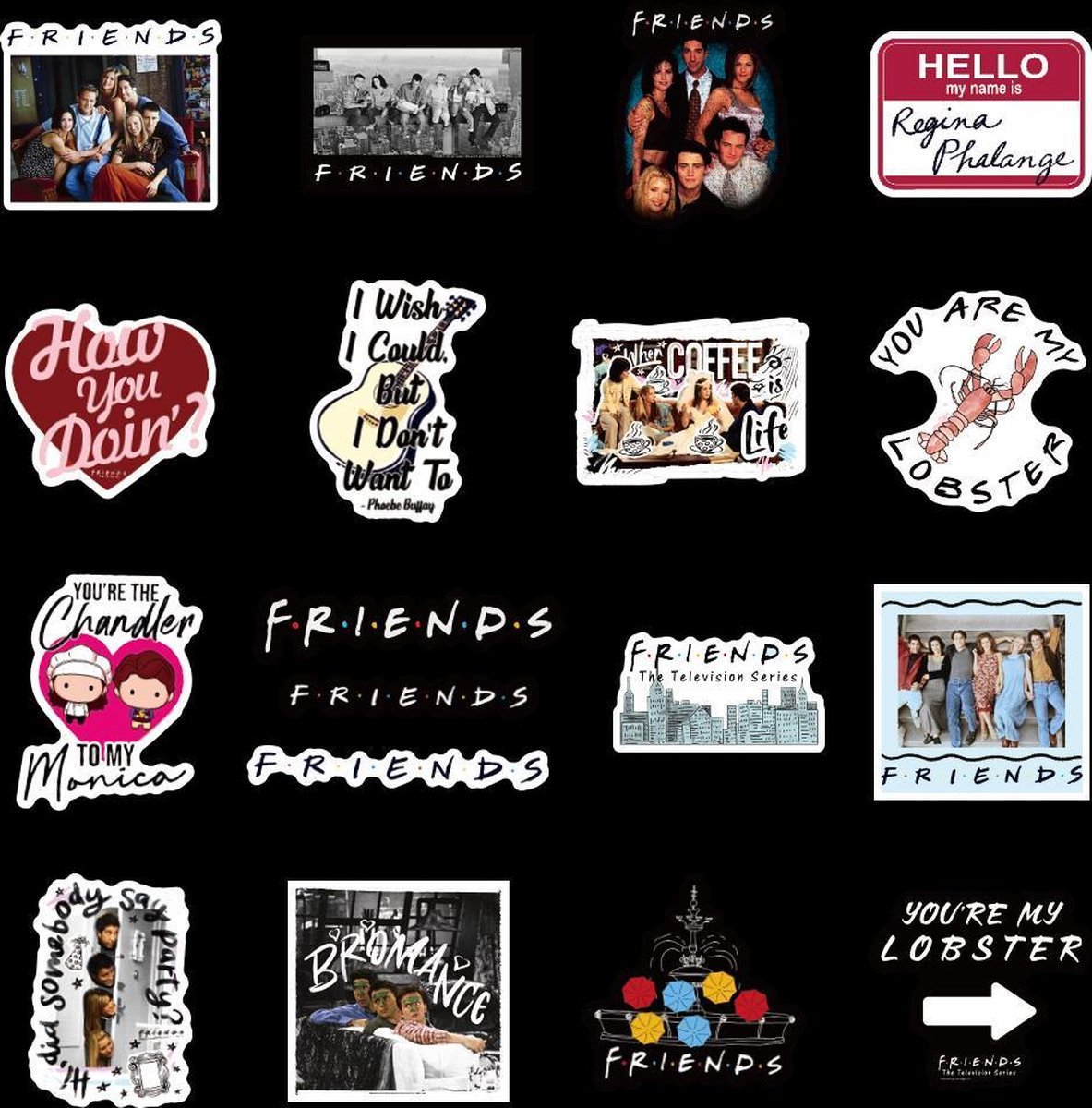 Friends stickers - mix met 50 stickers voor laptop, muur, deur, kast ...