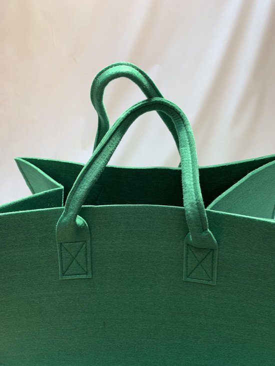 Houtmand rechthoek groen vilt B/H/T - 50x34x27 cm - hengselmand ...