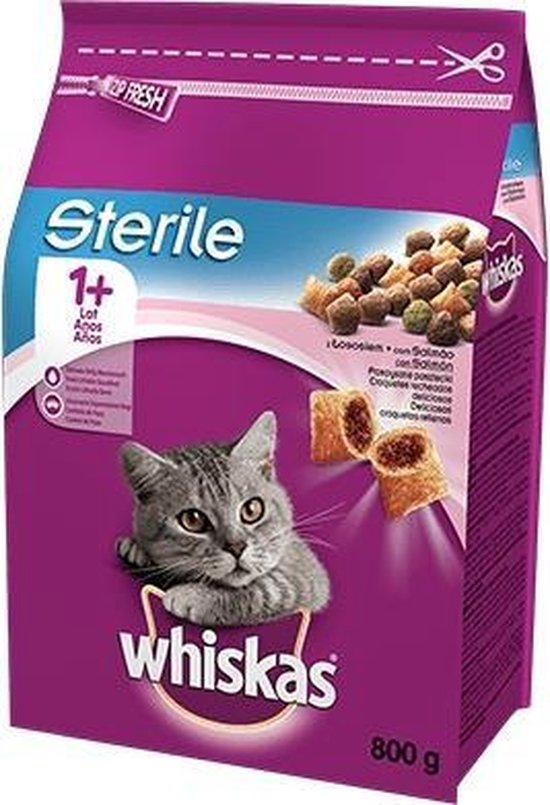 ‎Whiskas Sterile droogvoer voor kat Volwassene Zalm 800 g | bol.com