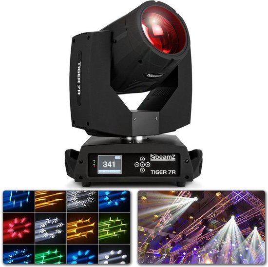 Moving head - BeamZ Tiger 7R BS moving head Beam / Spot - 23 gobo's + open, 14... | bol.com