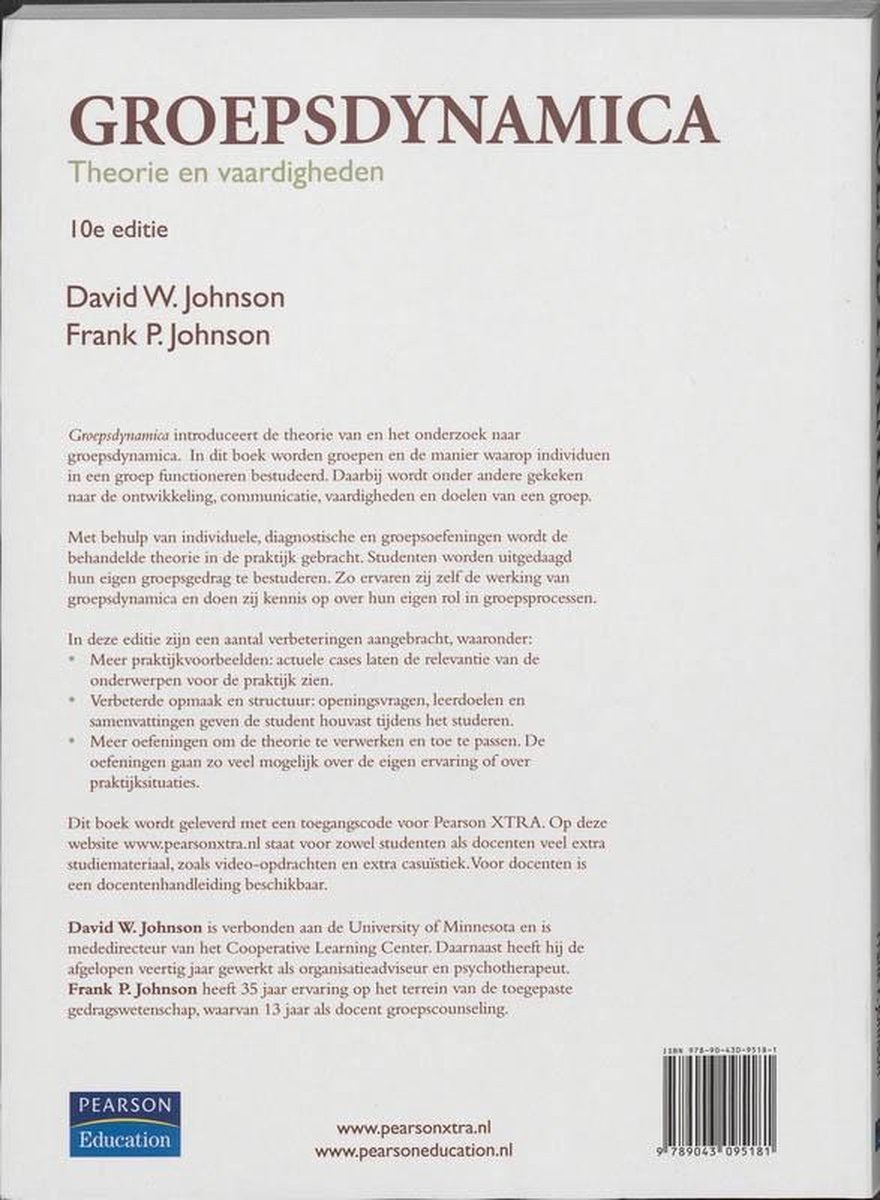 Groepsdynamica 10e editie | 9789043095181 | David Johnson | Boeken | bol