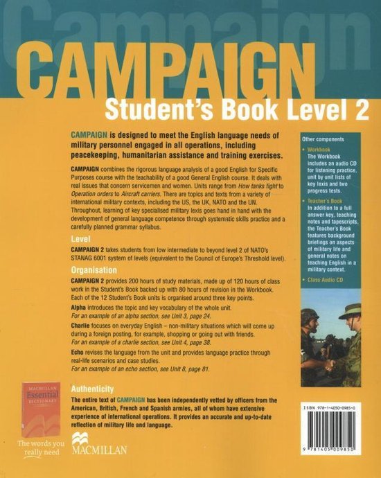 Campaign: English for the Military 2 student's book | 9781405009850 ...