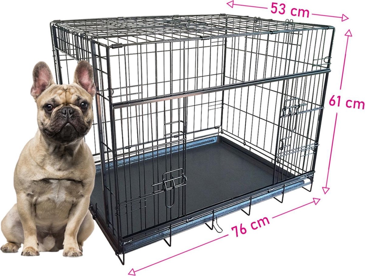 Adori Bench Met Schuifdeuren Zwart - Hondenbench - 76x53x61 cm | bol.com