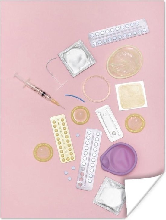 Poster Voorbehoedsmiddelen door elkaar - 120x160 cm XXL | bol