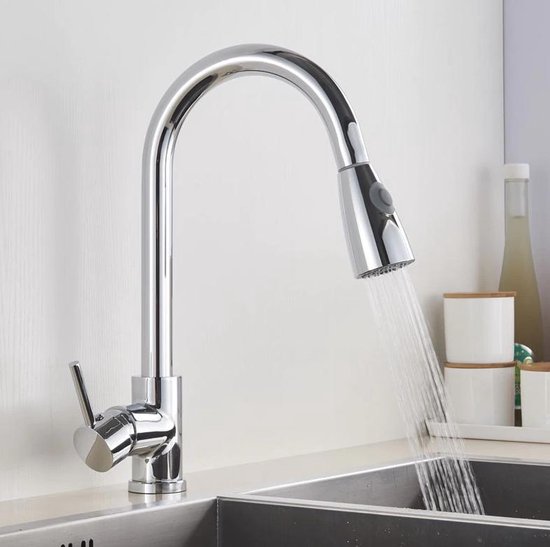 Productgigant - Draaibare keukenkraan - uittrekbare uitloop - sproeikop - Chroom | bol.com