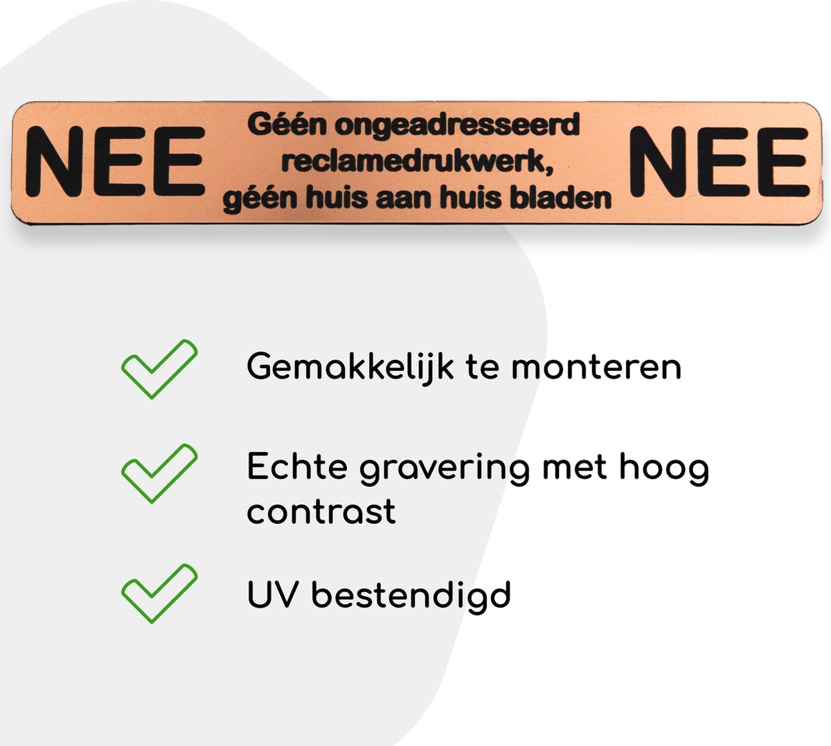 Luxe Nee Nee sticker brievenbus - Koper / Zwart - Nee Nee - 17.5 x 2.7 ...