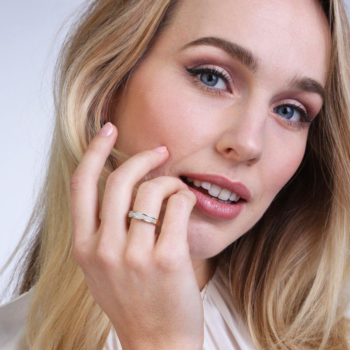 Lucardi Dames Ring met 75 diamanten 0,20CT - Ring - Cadeau - 14 Karaat ...