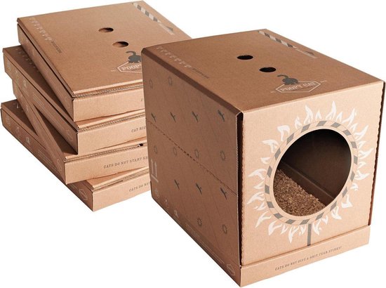 4 Wegwerp kattenbak boxen Inclusief kattenbakvulling van Gerecyclede ...