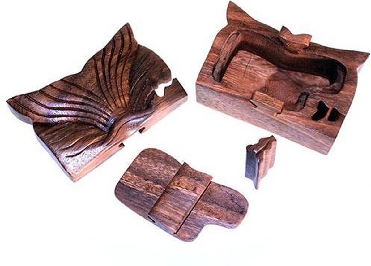 Bali Houten Puzzel Doos - Walvis Staart - Handgemaakt - Woondecoratie ...