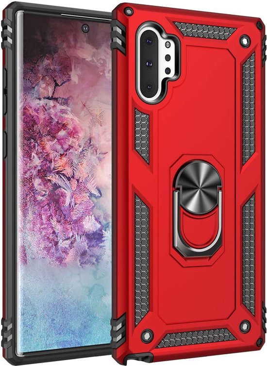 Samsung Galaxy Note 10 Plus Hoesje - Anti-Shock Hybrid Ring Armor rood ...