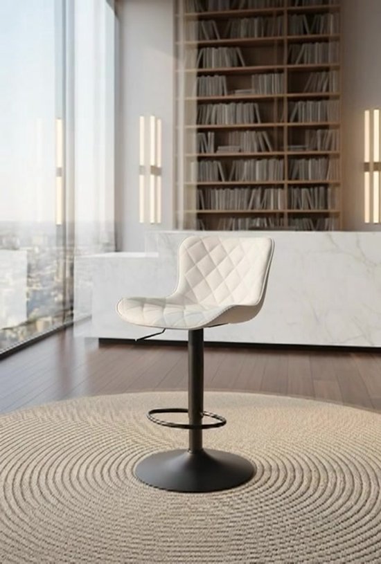 Eleganza Luxe Draaibare Barkrukken Set van 2 – Wit Kunstleer – In ...