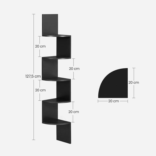 Hoekplank Kast 5 Planken – Zwart – Industrieel Design | bol