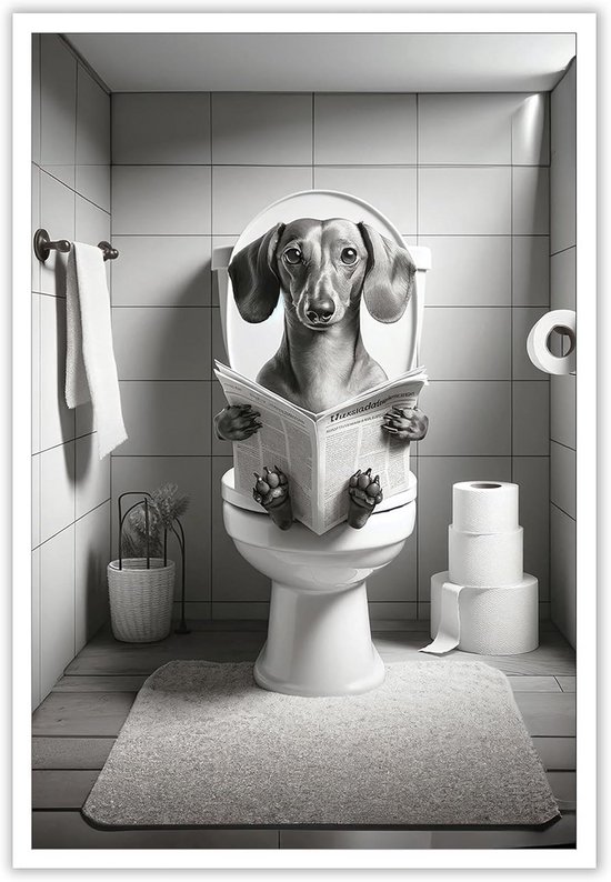 Grappige Teckel Poster op Toilet voor Badkamer of Slaapkamer ...