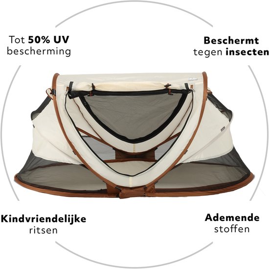 Deryan Peuter Luxe Pop-Up Campingbedje - Reisbedje met Matras - Sand | bol