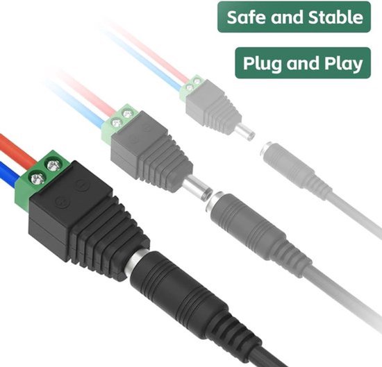DC stekkers en connector set voor CCTV-camera en LED-strip - 12 stuks ...