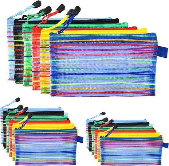 Set van 18 Transparante Documentenmappen met Ritssluiting in 3 Maten ...