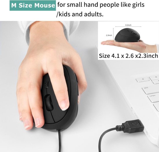 Ergonomische Verticale USB Muis voor PC en Laptop – Instelbare DPI ...