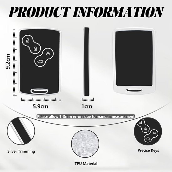 TPU Sleutelhoes voor diverse Renault modellen: Clio, Scenic, Laguna ...
