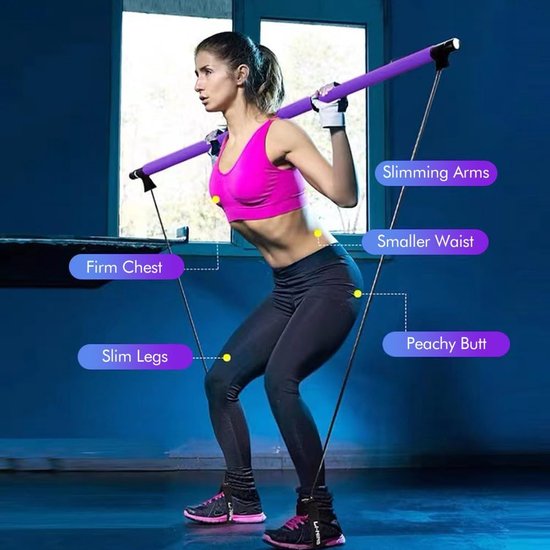 Pilates Bar Kit - Verwijderbaar - Met Weerstandsbanden - Voor Been ...