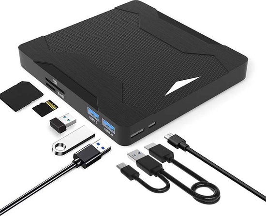 Externe 5-in-1 cd/dvd-drive, ondersteunt USB 3.0 en Type-C interfaces ...