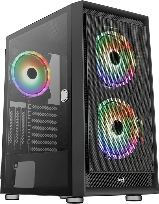 ATX Mid Tower PC Behuizing met Gehard Glas en 3x 14cm ARGB Ventilators ...