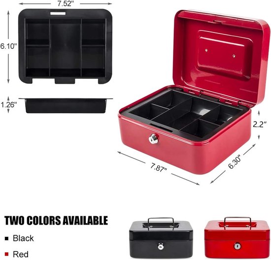 Medium Cash Box met Money Tray - Kleine Lock Box met Sleutel voor ...