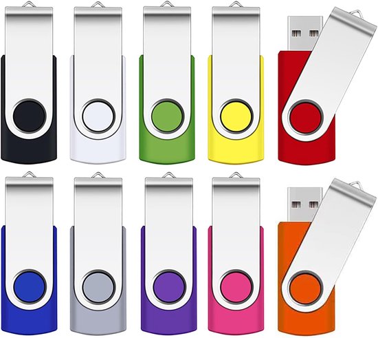 10-pack USB Flash Drives 1GB - Swivel Design with LED Indicator | bol