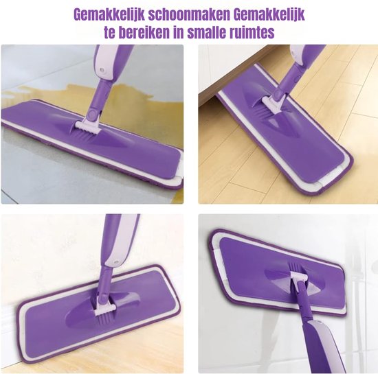 Quvo® Dweil met spray - Dweil - Mop - Paars - ‎15cm x 12cm x 2cm | bol