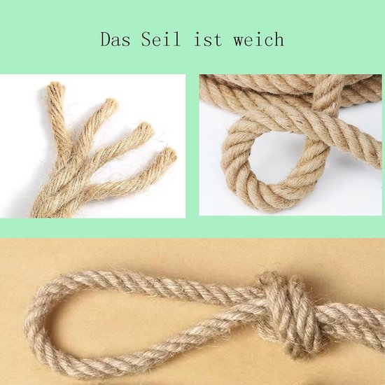 Natuurlijk Jute Touw 10mm x 10m - Sterk Trektouw voor Tuin en Afzetting ...