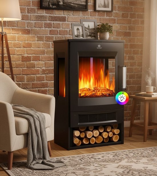 Luxury Elektrische Open Haard 3D Vlammen Effect met Verwarming, Timer ...